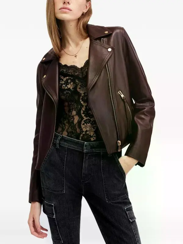 ALLSAINTS Dalby Zip-fastening Leather Jacket - Brown