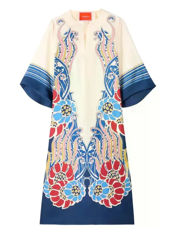 La DoubleJ The Kaftan Floral Midi Dress - Neutrals