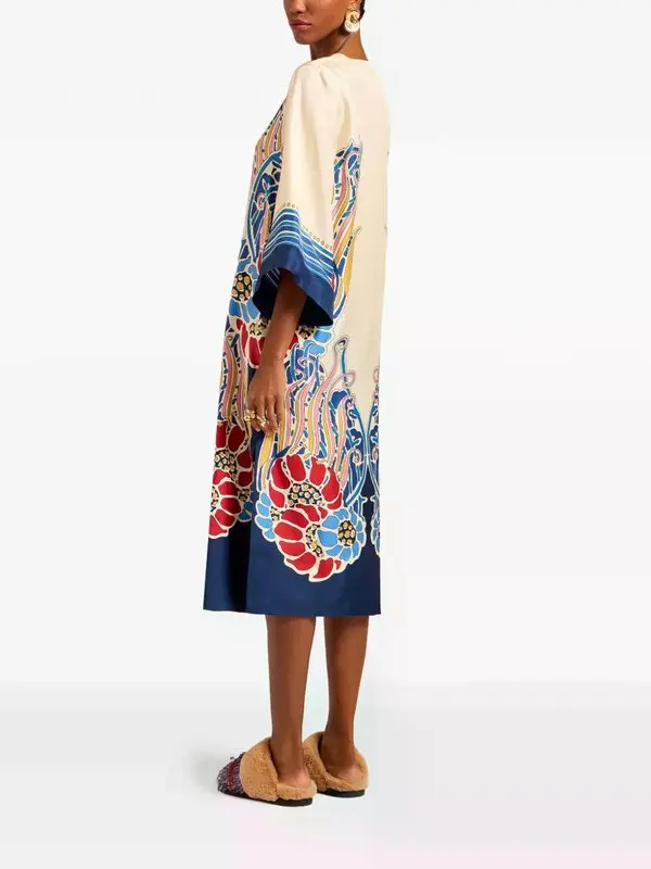 La DoubleJ The Kaftan Floral Midi Dress - Neutrals