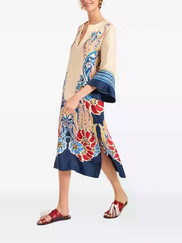 La DoubleJ The Kaftan Floral Midi Dress
