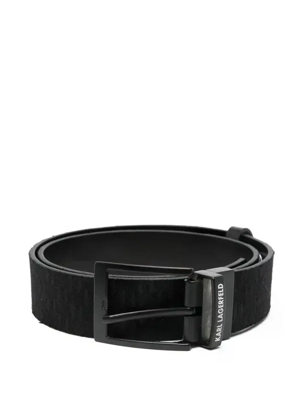 Karl Lagerfeld Logo Buckle Belt - Black