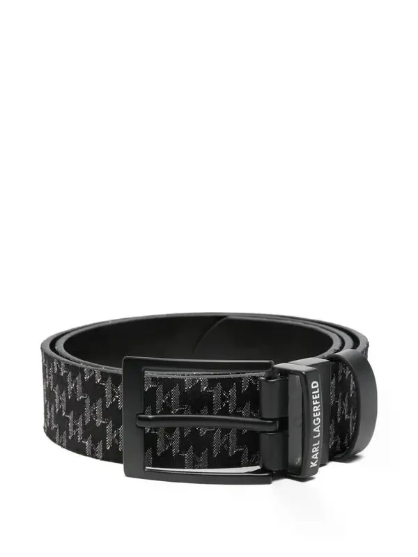 Karl Lagerfeld Houndstooth Buckle Belt - Black