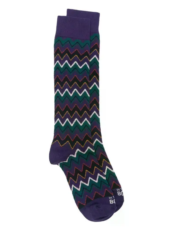 IN THE BOX Zigzag Pattern Socks - Purple