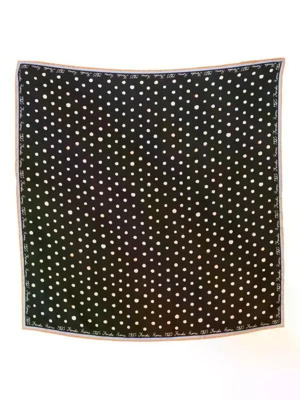 Fendi Falena Dots Print Silk Scarf - Black