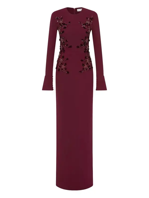 Rebecca Vallance Lulee Embellished Long-sleeve Maxi Dress