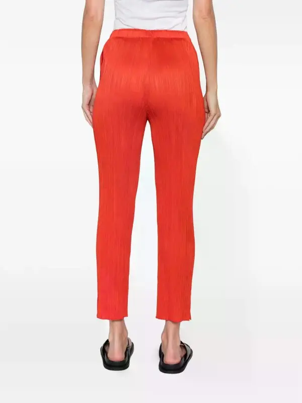Issey Miyake Pleated Straight Leg Trousers - Red