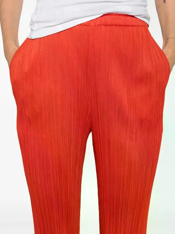 Issey Miyake Pleated Straight Leg Trousers - Red