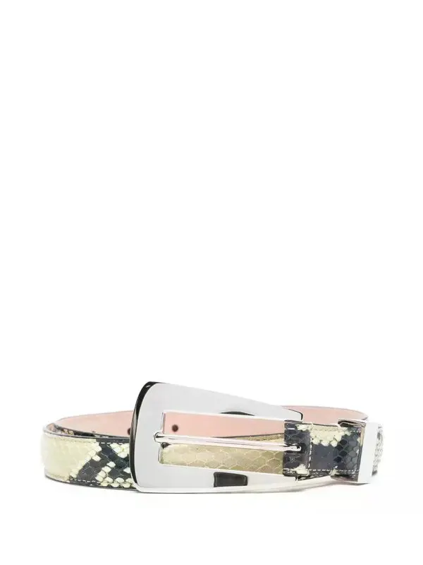 Khaite Lucca Snakeskin-print Buckle Belt - Neutrals