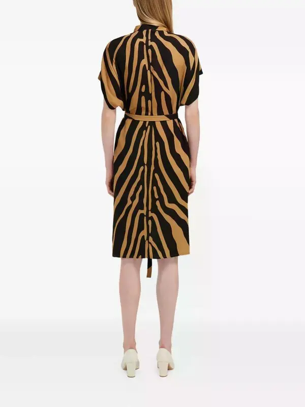 FERRAGAMO Buttoned Belted Twill Mini Dress