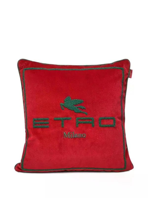 Etro Logo-embroidered Cushion - Red