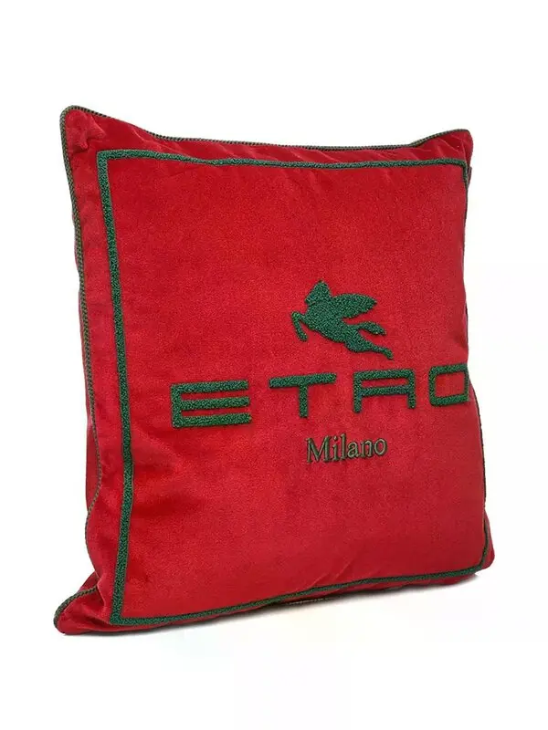 Etro Logo-embroidered Cushion - Red
