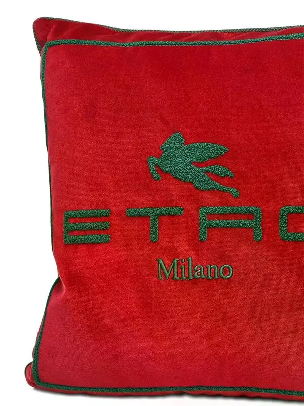 Etro Logo-embroidered Cushion - Red