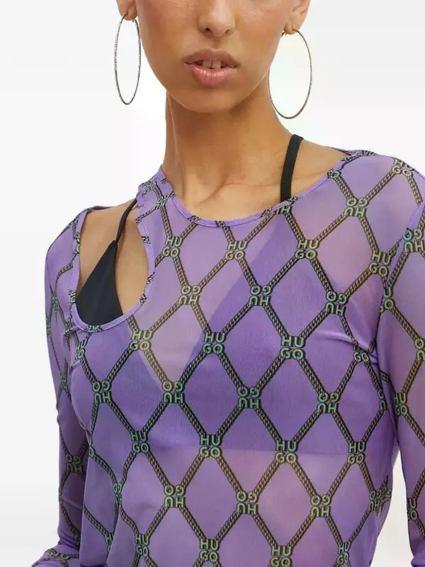 Hugo Chain-print Top With Cut-out Detail