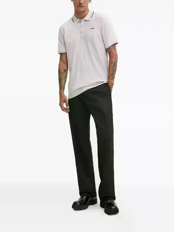 Hugo Button Contrast-trim Polo Shirt