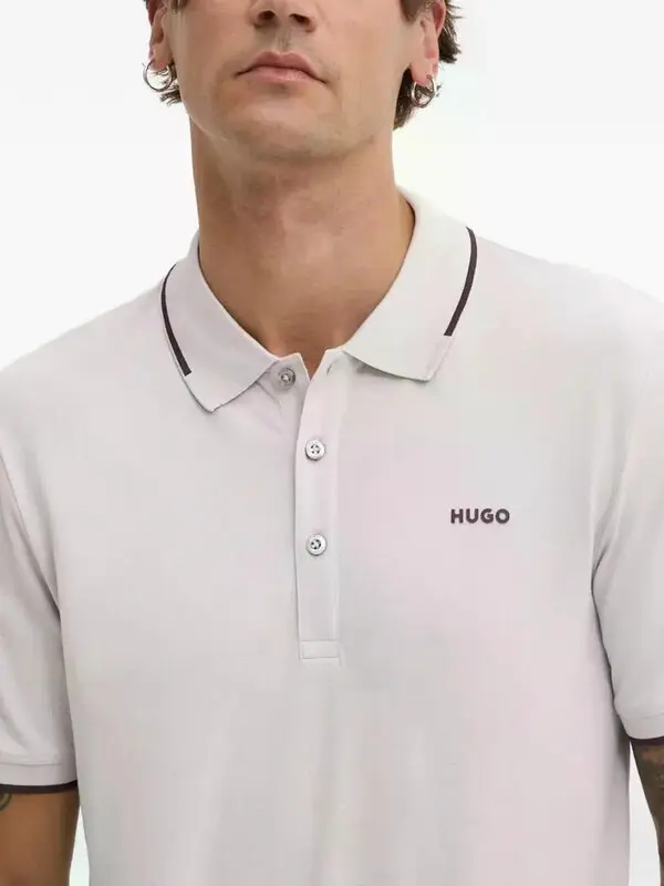 Hugo Button Contrast-trim Polo Shirt
