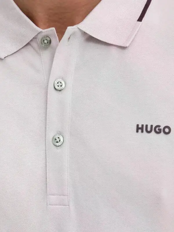 Hugo Button Contrast-trim Polo Shirt
