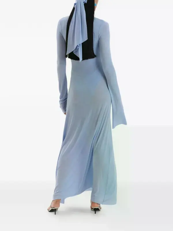MANURI Suki Long-sleeve Draped Dress - Blue