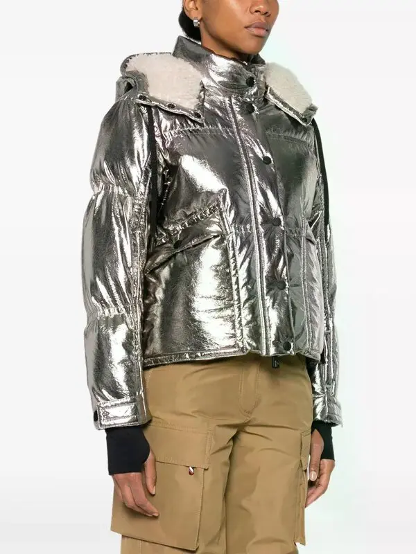 Moncler Calaque Metallic Hooded Ski Jacket
