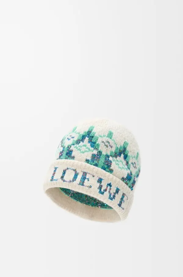 Loewe Fair Isle Intarsia Wool Blend Beanie - White/mint