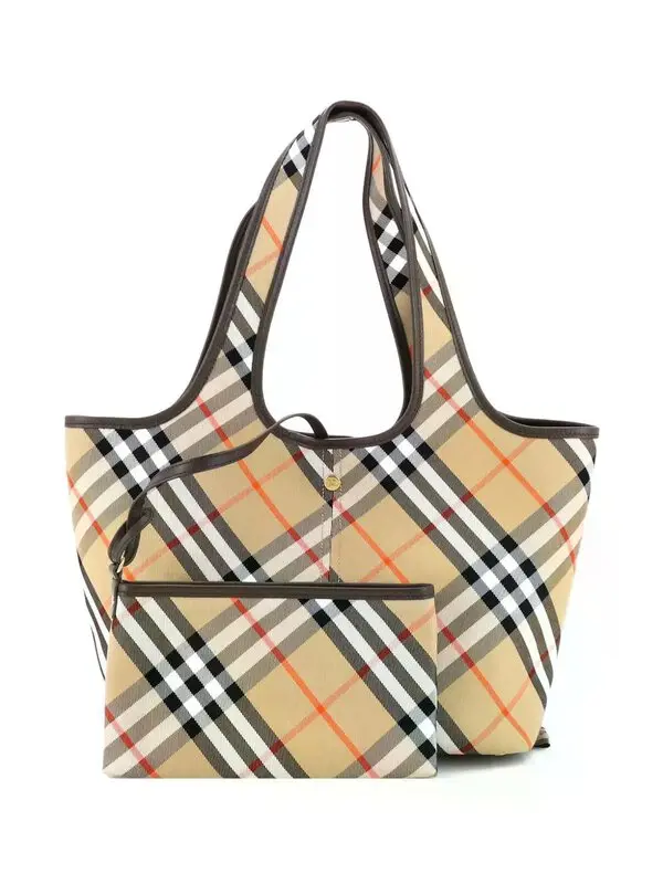 Burberry East-west Vintage Check Canvas Small Tote Bag - Brown