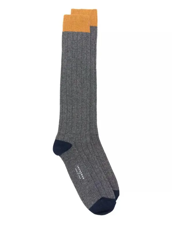 IN THE BOX Ribbed Color-block Socks - Grey
