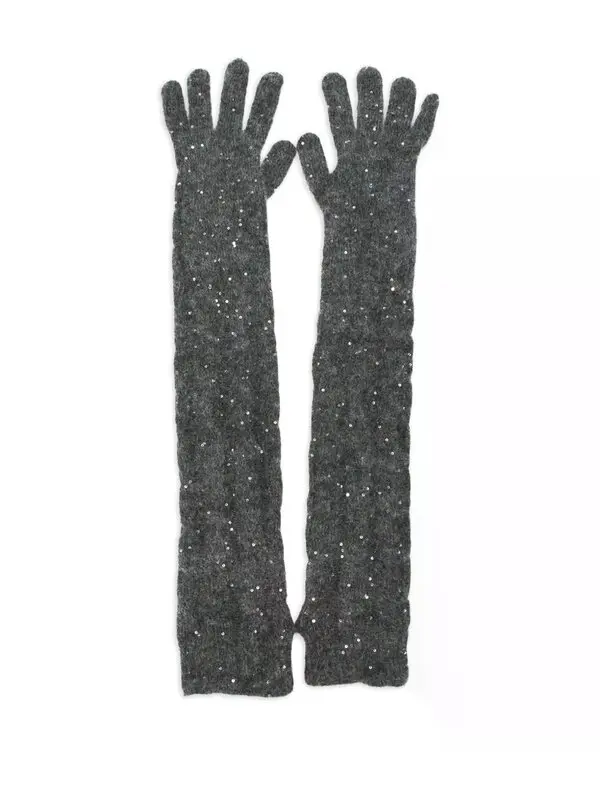 Brunello Cucinelli Sequin Embellished Gloves - Grey