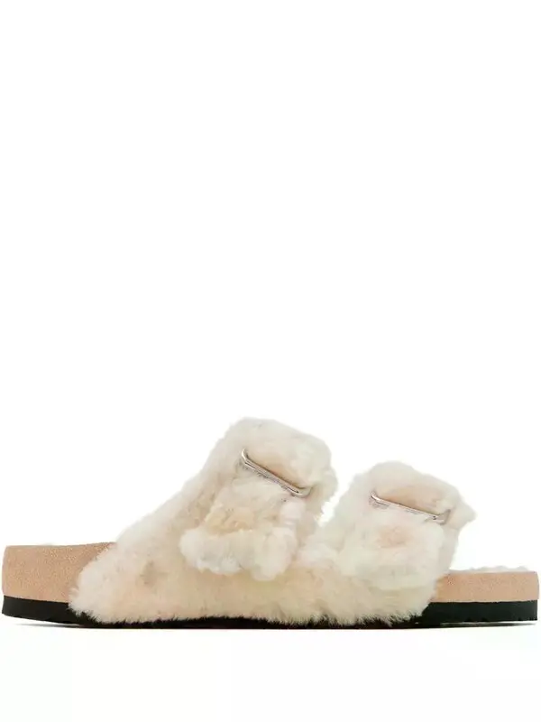 BIRKENSTOCK Arizona Shearling Sandals - Neutrals