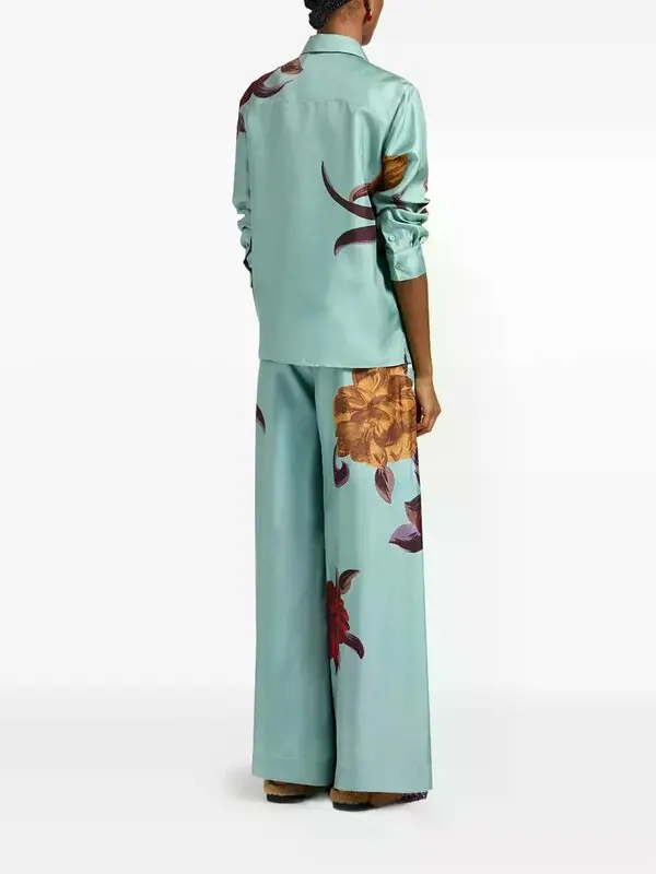 La DoubleJ Floral Palazzo Trousers - Blue