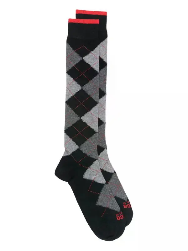 IN THE BOX Argyle Ribbed Socks - Black