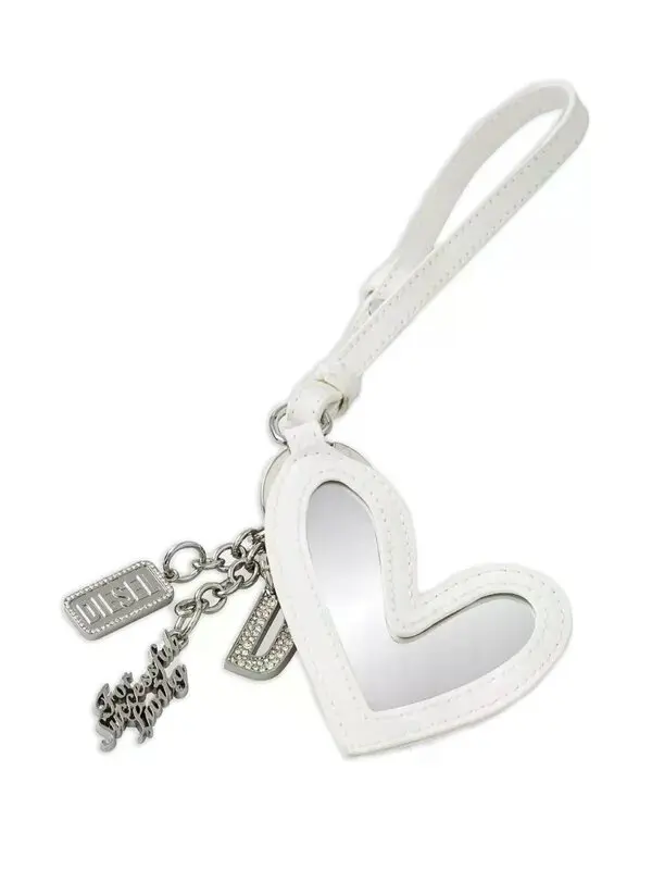 DIESEL Heart-charm Keyring - White