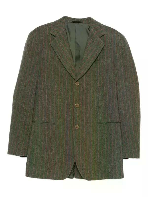 ROMEO GIGLI 1990s Pinstriped-pattern Blazer - Green