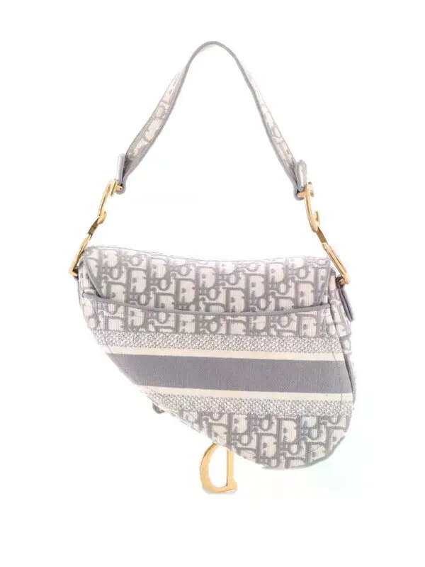 Dior Oblique Canvas Saddle Bag - Grey