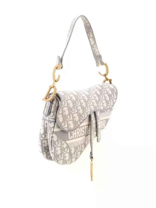 Dior Oblique Canvas Saddle Bag - Grey