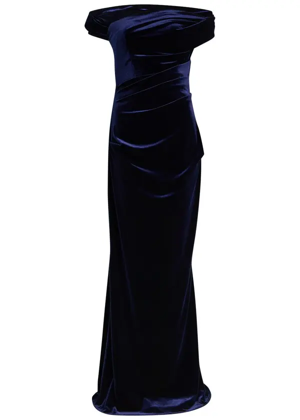 Talbot Runhof Off-the-shoulder Velvet Gown