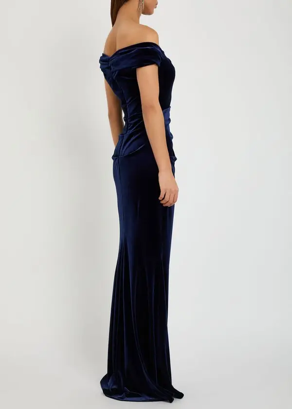 Talbot Runhof Off-the-shoulder Velvet Gown