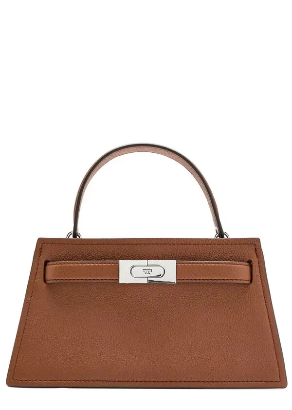 Tory Burch Lee Radziwill Mini Pebbled Leather Top Handle Bag - Tan
