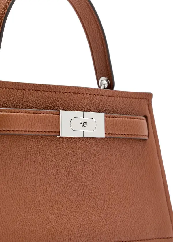 Tory Burch Lee Radziwill Mini Pebbled Leather Top Handle Bag - Tan