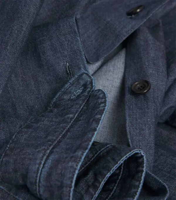 Eskandar Denim Double Stand-collar Shirt