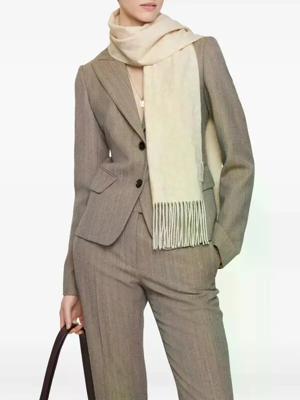 Burberry Charm Jacquard Fringed Scarf - Neutrals