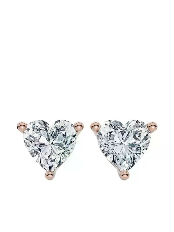 TILLA 14k Rose Gold Heart Diamond Stud Earrings - Pink
