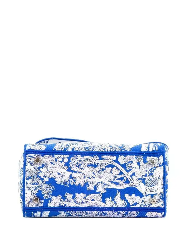 Dior Toile De Jouy Lady D-lite Embroidered Canvas Tote Bag - Blue