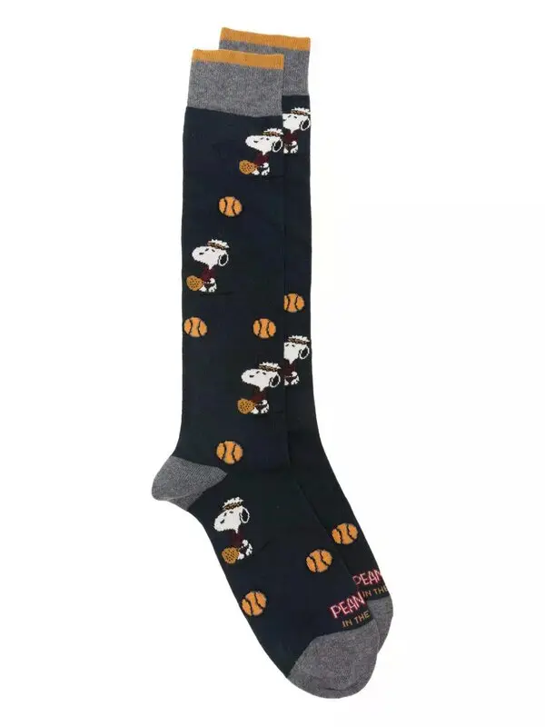 IN THE BOX X Peanuts Cartoon Print Socks - Blue