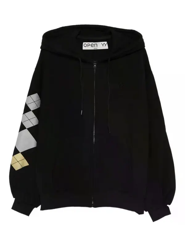 OPEN YY Argyle-print Zip Hoodie