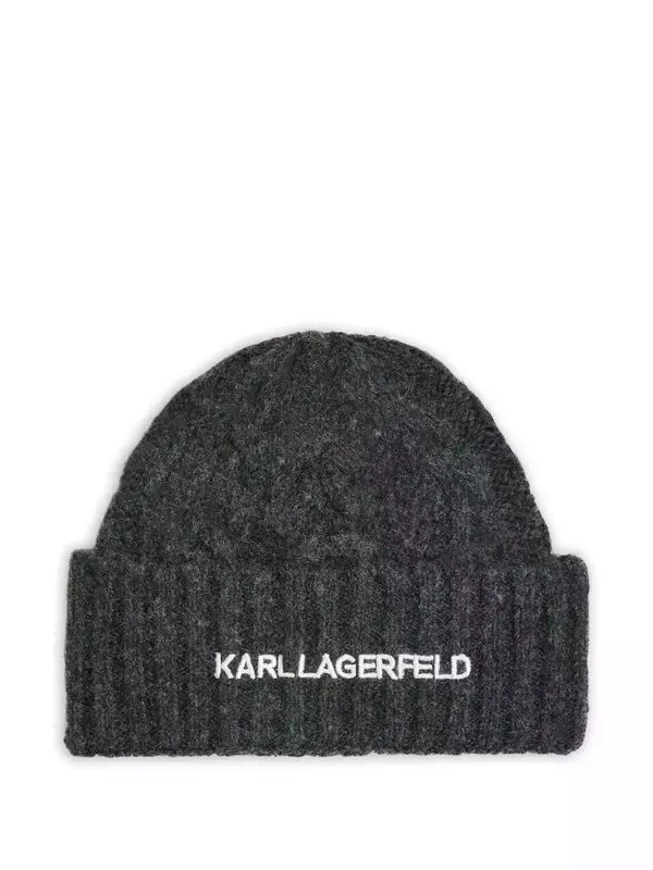 Karl Lagerfeld K/essential Cable-knit Beanie - Grey