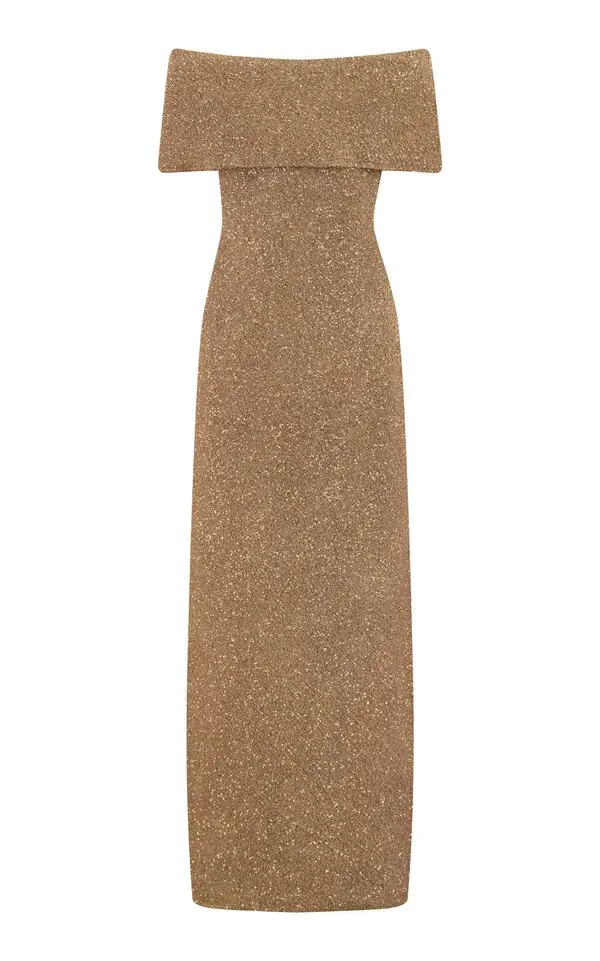 Lela Rose Deedie Sequined Knit Gown