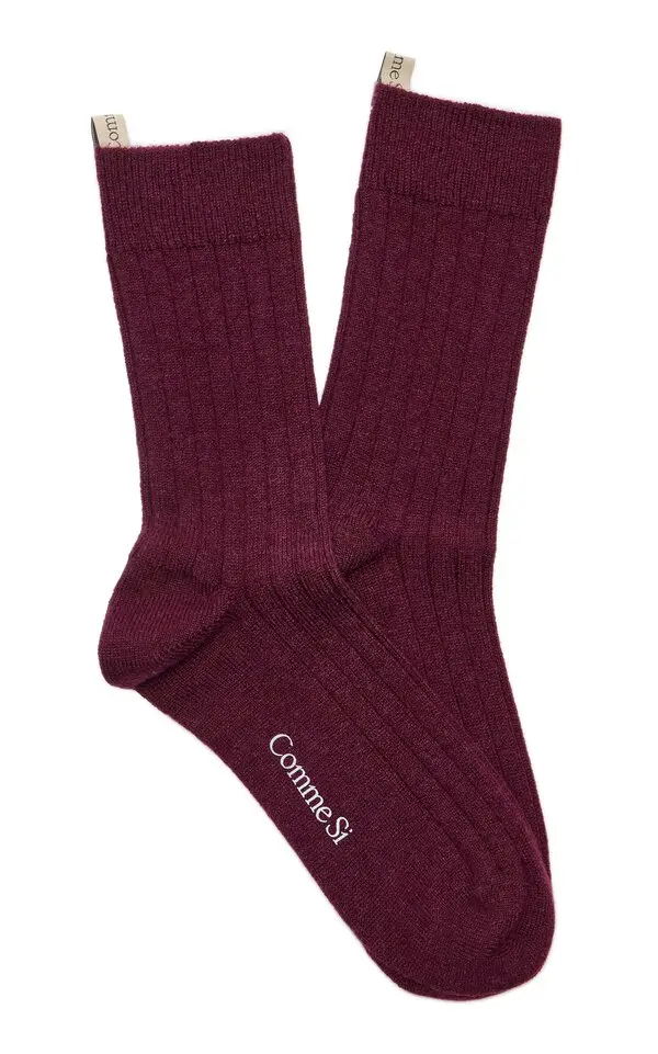 Comme Si Cashmere Crew Socks - Burgundy