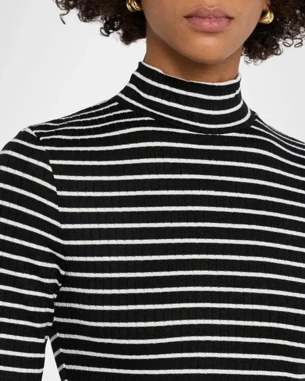 Rag & Bone The Knit Stripe Mock-neck Top - Black