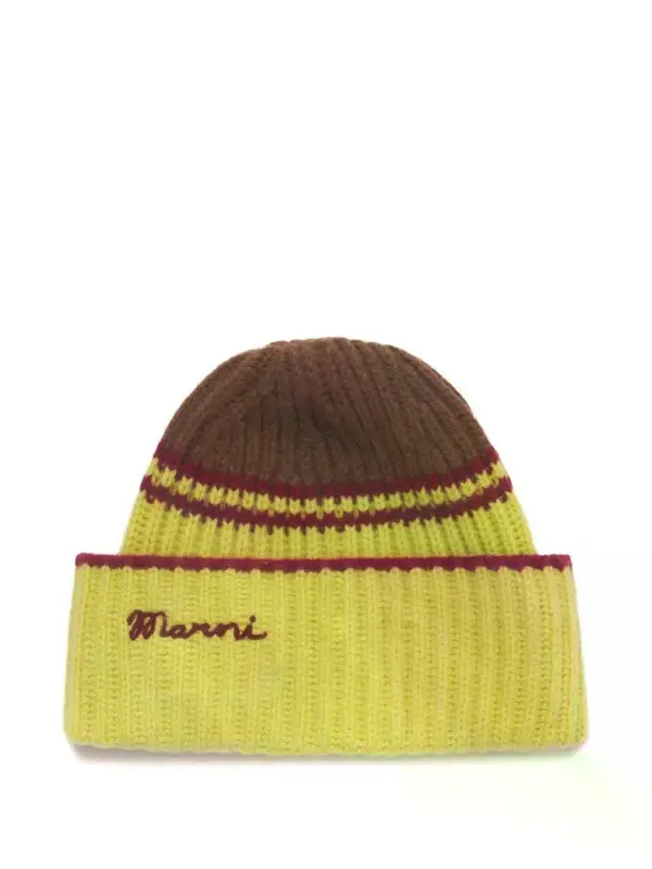 Marni Colour-block Striped Beanie - Yellow