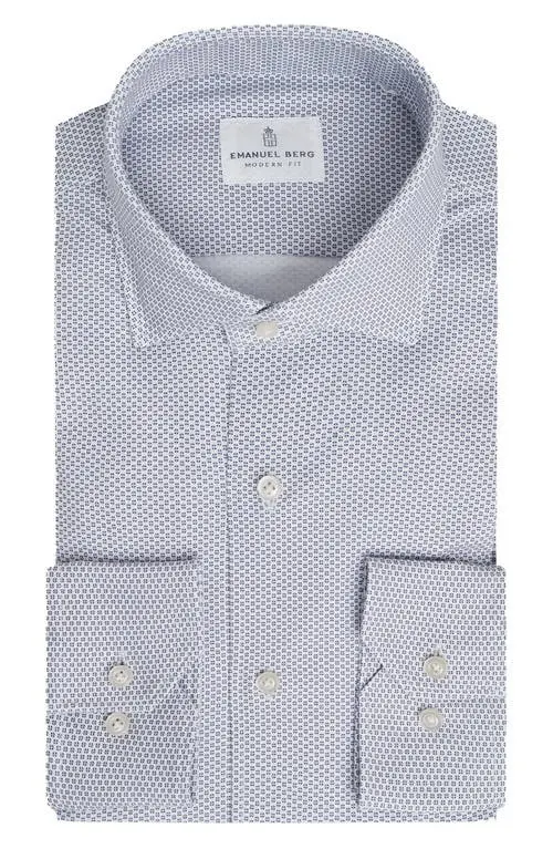 EMANUEL BERG 4flex Modern Fit Knit Dress Shirt - Medium Grey