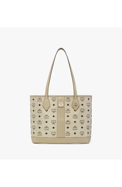 Mcm Small Liz Shopper In Visetos - Beige